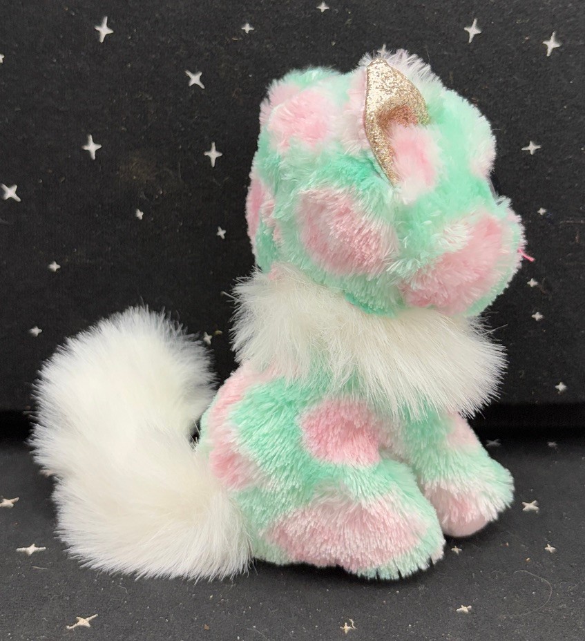 Ty Beanie Boos "Opal" April's Mascot Plush Pastel Turquoise W/Pink ...