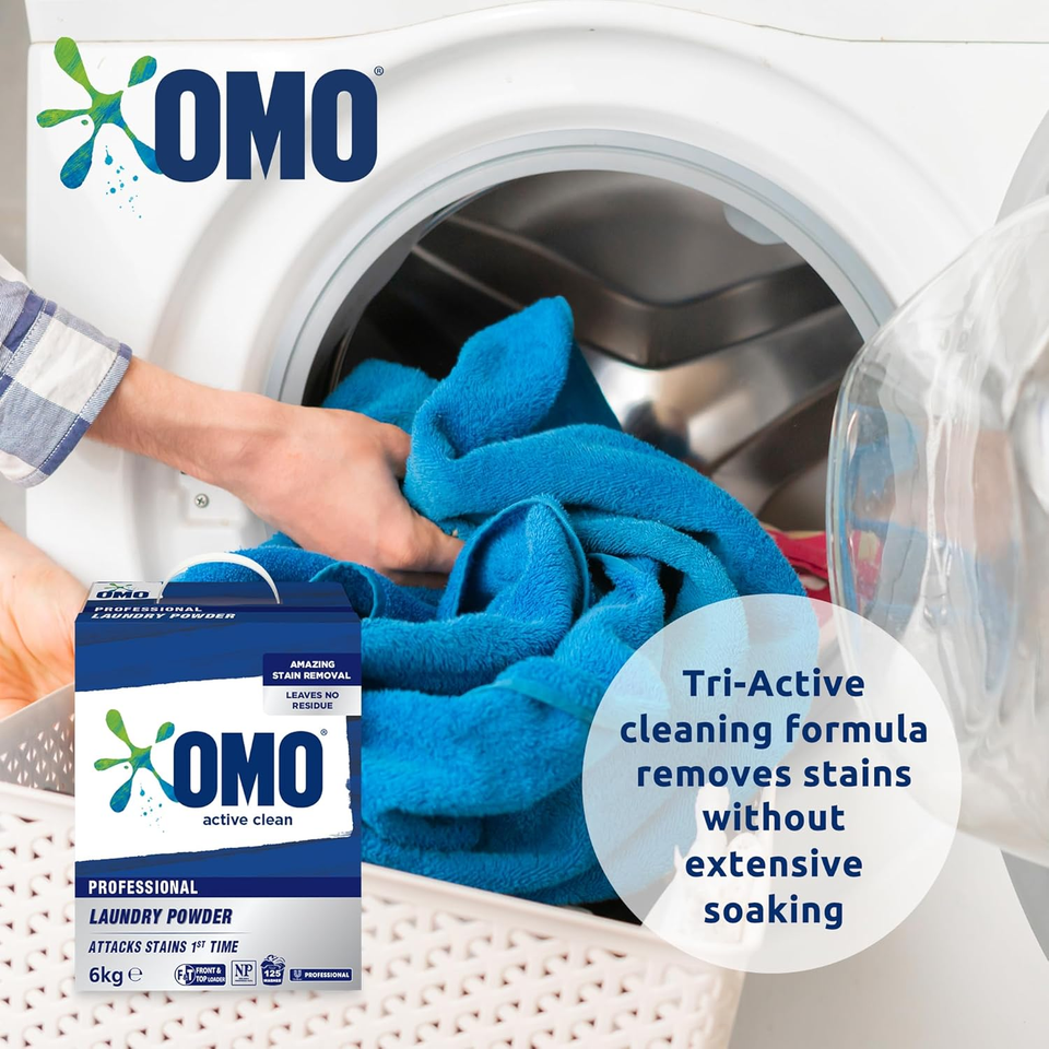 OMO Pro Laundry Powder Detergent Unscented 6kg Whites & Colours Stain ...