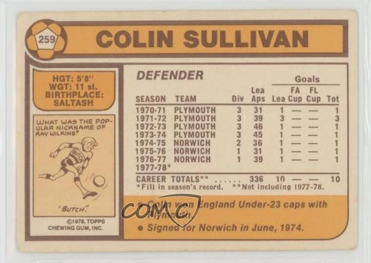 1978-79 Topps English Footballers Colin Sullivan #259 | eBay