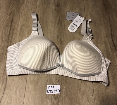 MODENGYUNMA Size XLarge/42 Gray White Stripe Bra, NWT #221 | eBay