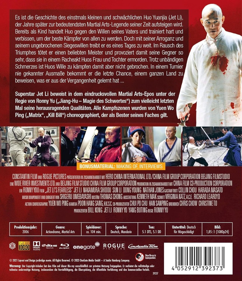 Jet Li's Fearless (Blu-ray) Li Jet Sun Chou Collin Shidou Nakamura ...