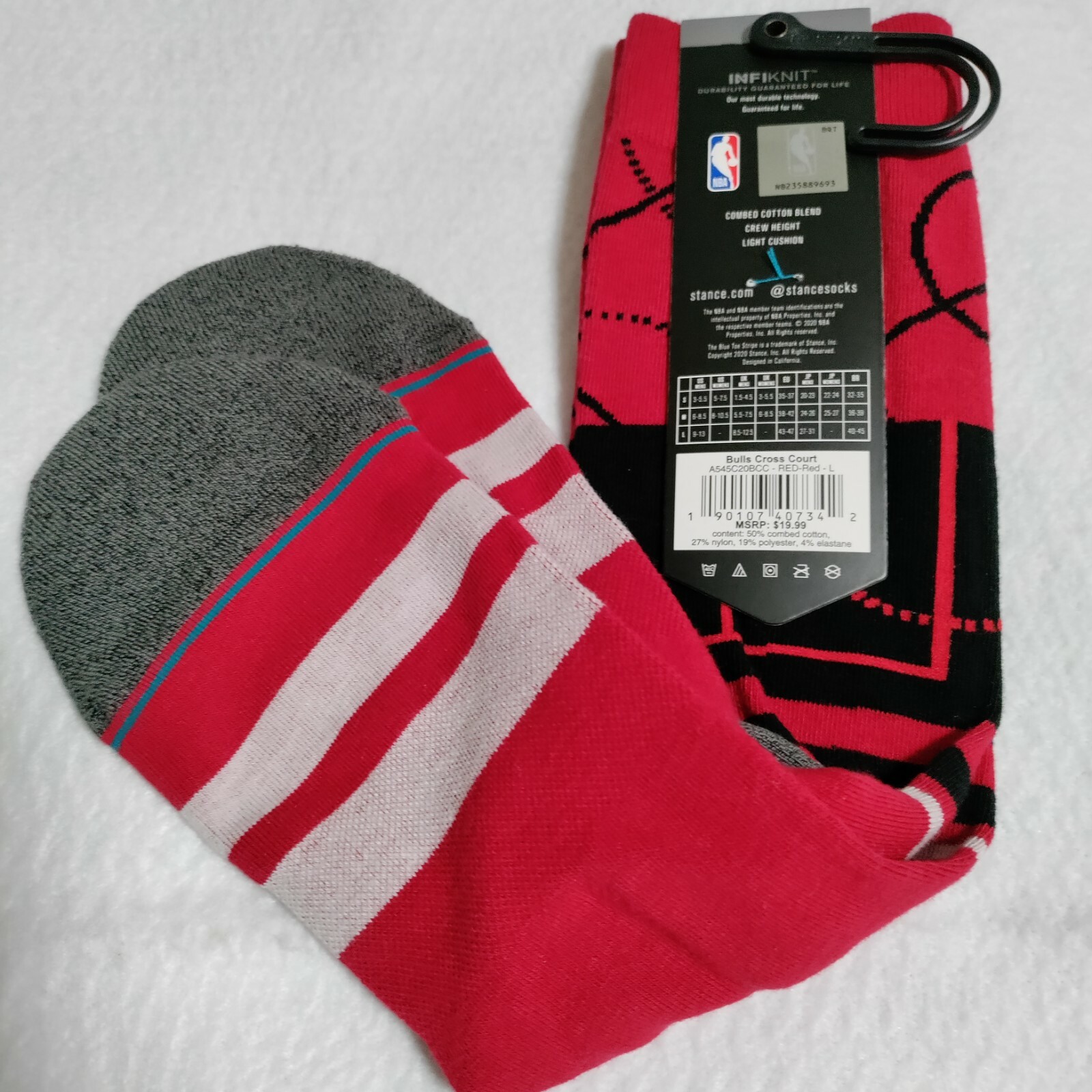 STANCE Chicago Bulls Cross Court NBA InfiKnit Crew Socks Men's NEW Size ...