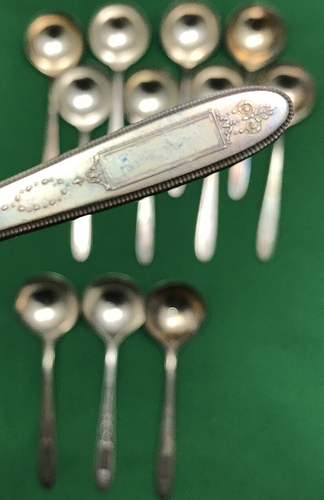 Antique 12-Pc Set 1921 GROSVENOR 5" BOUILLON SPOONS Community Plate ...