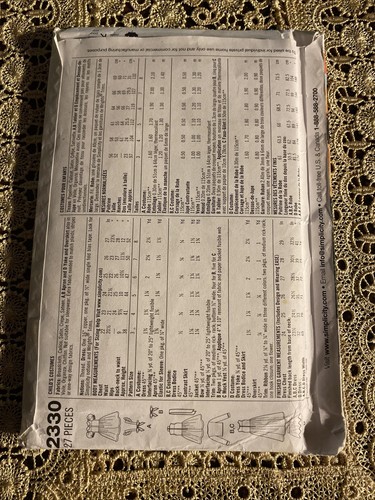 2010 simplicity Pattern 2330 Childs Alice in Wonderland Costumes Sz 3-8 ...