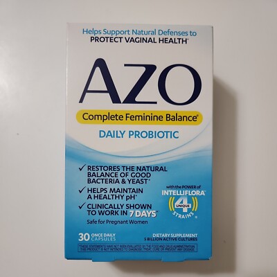 Azo Complete Feminine Balance Daily Probiotic 30 Once Daily Caps Exp ...