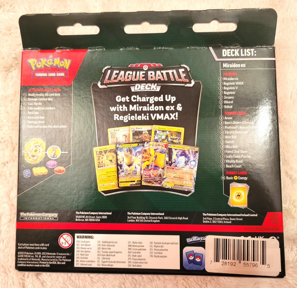MIRAIDON EX LEAGUE BATTLE DECK 2023 Pokemon Nintendo Regieleki Vmax | eBay