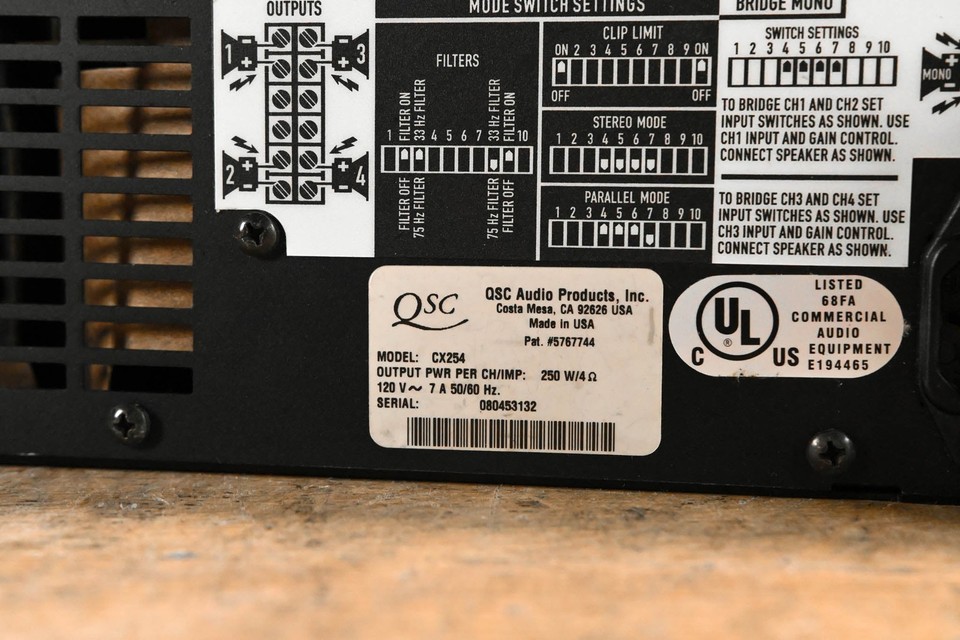 QSC CX254 4-Channel Power Amplifier CG01V6L | eBay