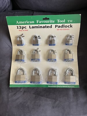 New - Lot of 12 Piece 30-40-50 MM Laminated Padlocks Key-a-Like - New ...