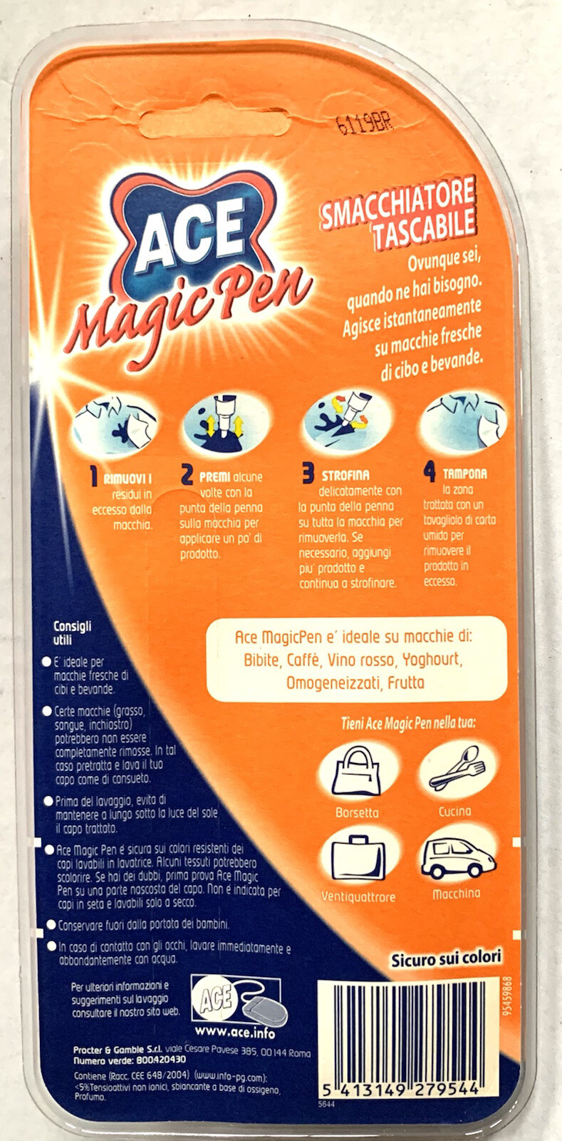 ACE MAGIC PEN SMACCHIATORE TASCABILE 10ML AGISCE IMMEDIATAMENTE SU ...