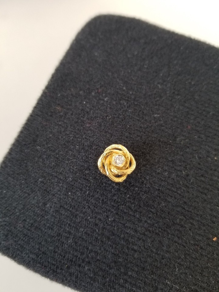 Vintage 14K Gold w/Diamond Tie Tack / Pin. Tested | eBay