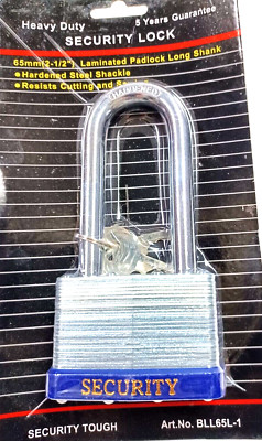 LOCK 65 mm 2-1/2" Padlock - 2 keys long shank padlocks 3.5" shank ...