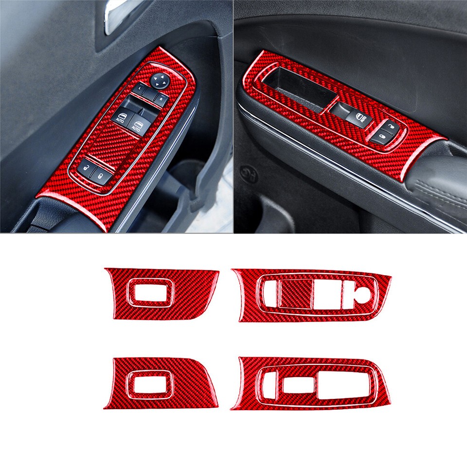 26Pcs Red Carbon Fiber Interior Full Set Cover Trim For Dodge Charger ...