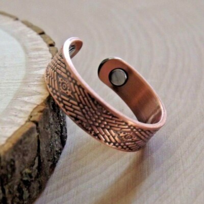 Pure Copper Magnetic Ring Arthritis Adjustable Copper Ring Artisan | eBay