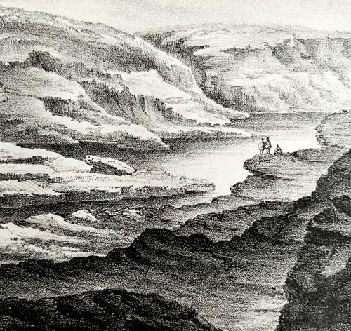 Columbia River View Oregon Trail 1850 Hand Lithograph Victorian History ...