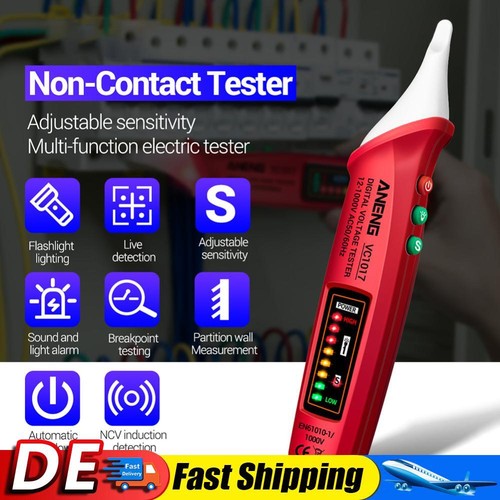 SANGSHI Voltage Pen, VC1017 Berührungsloser LED-Elektrotester Digitaler ...