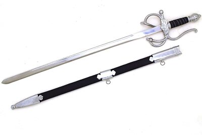 Medieval Warrior Black Handle Rapier Sword with Matching Scabbard | eBay
