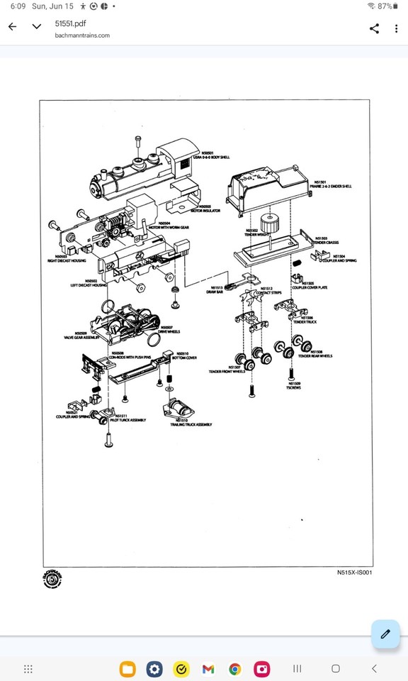Bachmann N Scale 2-6-2/2-6-0 Steam Locomotive (parts Only) And Tender ...