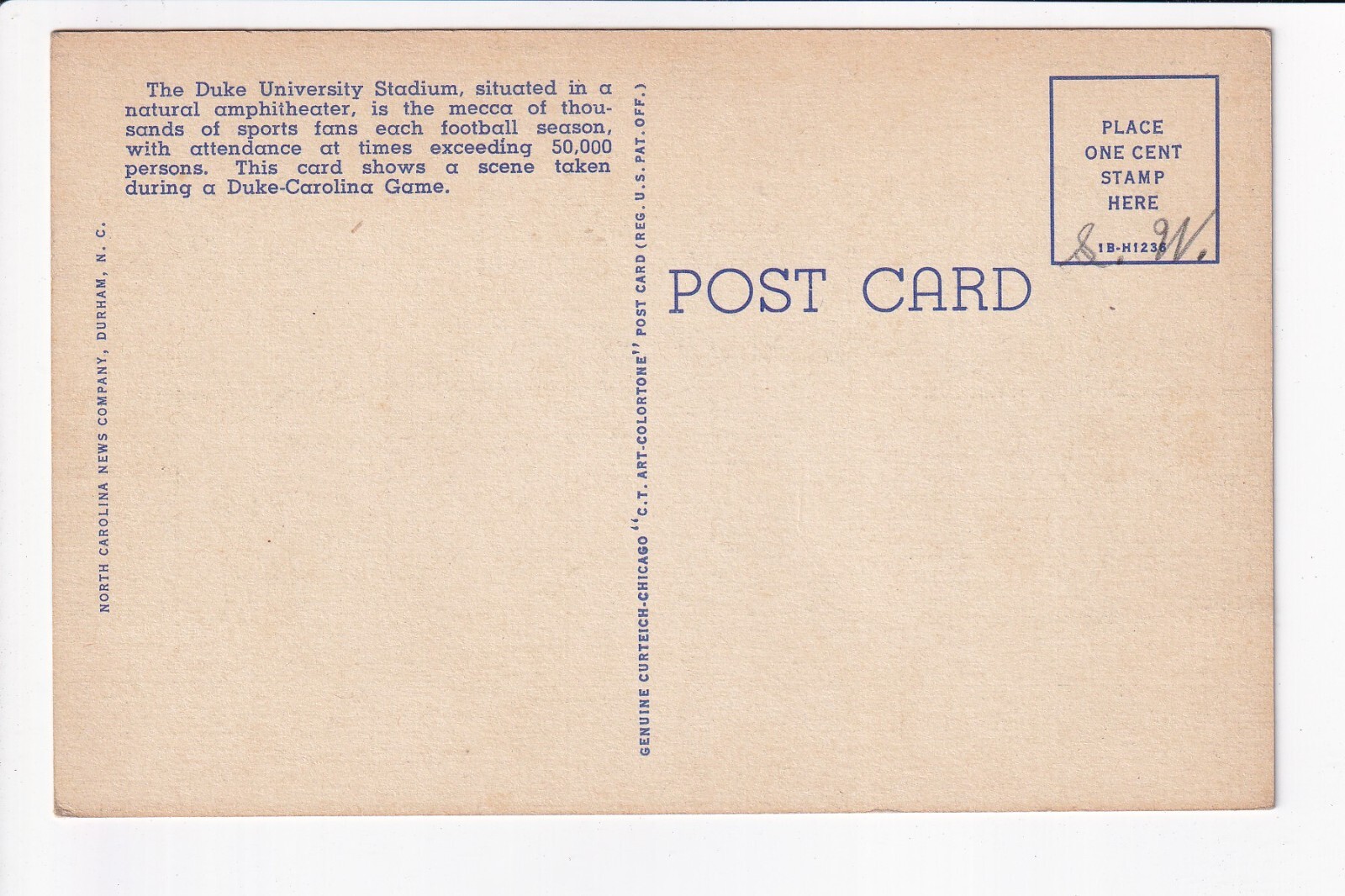 Vintage Postcard The Stadium Duke University Durham N.C. Aerial View | eBay