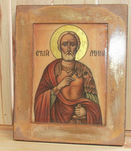 Hand painted Orthodox icon Saint Menas | eBay