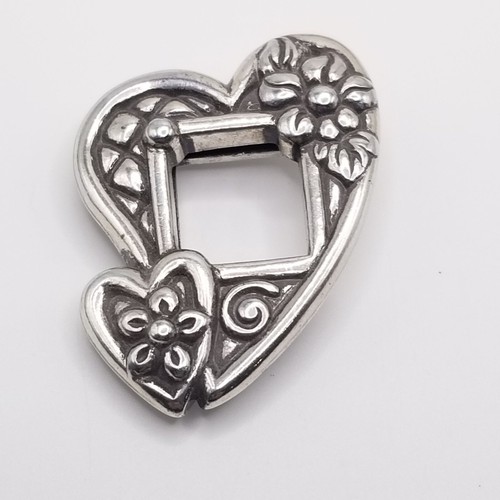 Brighton Signed Vintage Heart-Shaped Picture Frame Floral Silverstone ...
