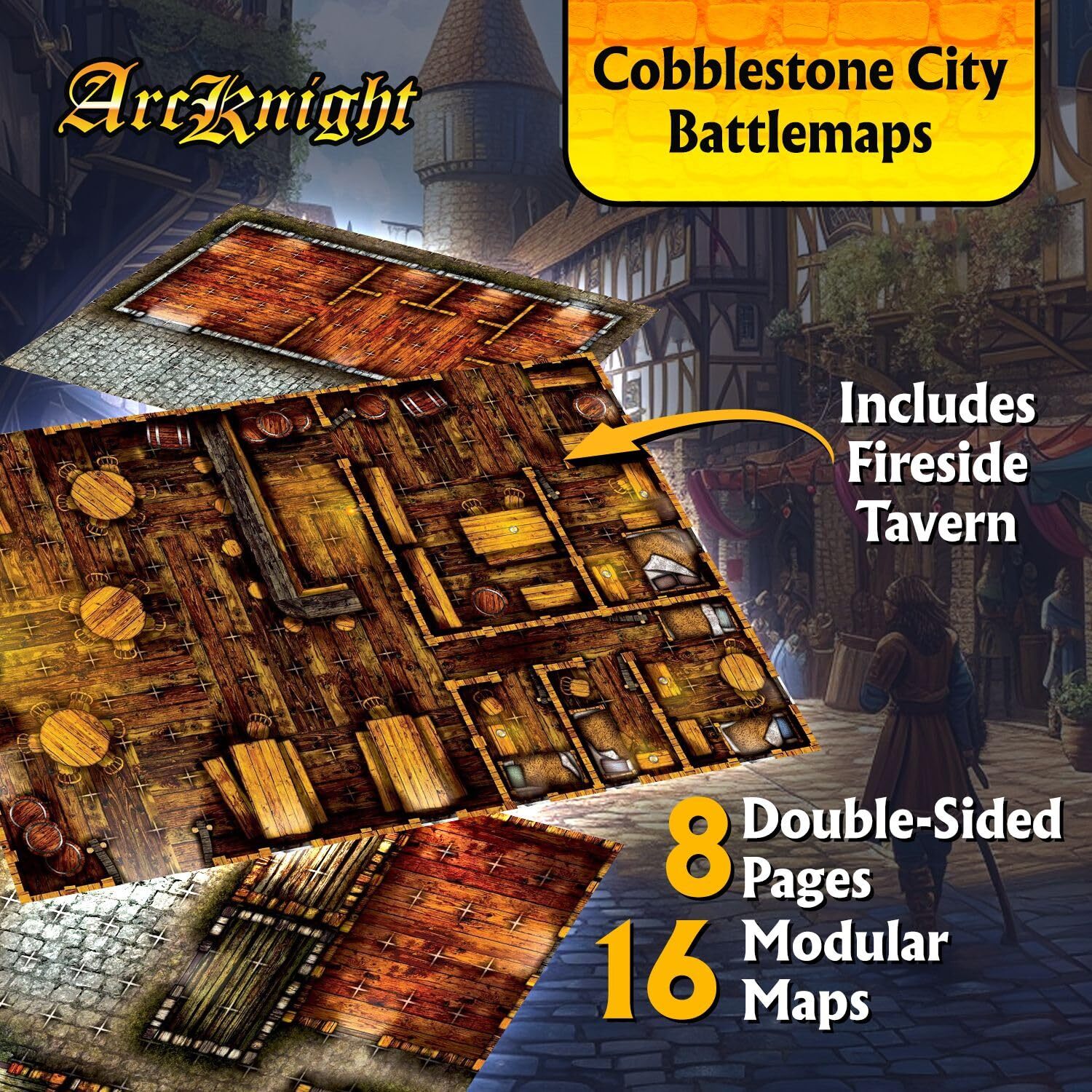 Arcknight The Cobblestone City Roleplaying Battlemaps 16 Modular RPG Maps in ... | eBay