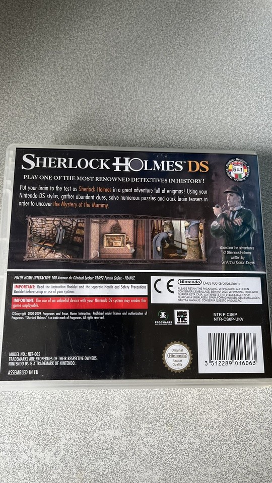 Sherlock Holmes: The Mystery Of The Mummy (Nintendo DS 2009) Video Game ...