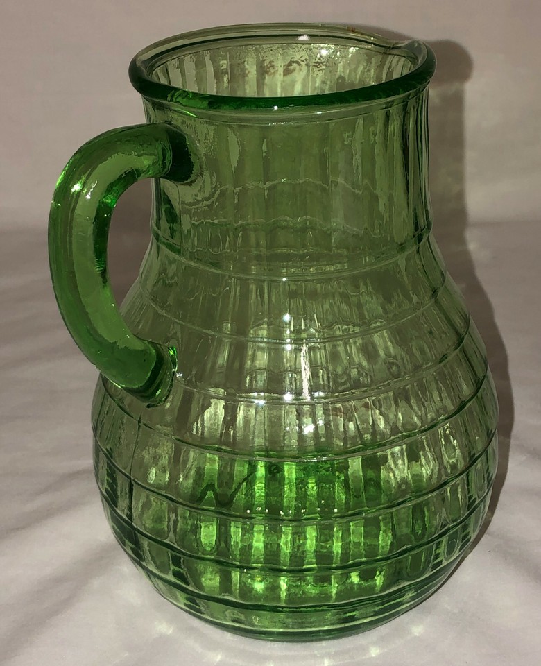 Anchor Hocking BLOCK OPTIC GREEN 7 5/8" - 54 OZ BULBOUS PITCHER #2 | eBay