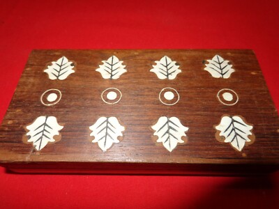 ANTIQUE STORAGE JEWELRY BOX HAND INLAID LEAF PATTERN VERY UNIQUE ART ...