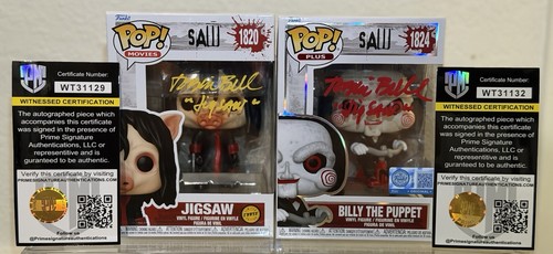SAW Tobin Bell Jigsaw Chase #1820 & Billy #1824 Signed Funko Pop Prime ...