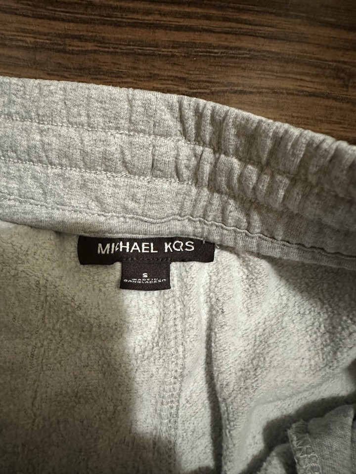 Michael Kors Mens Sweat Shorts Gray Heather Logo Tape Side Stripe Size ...