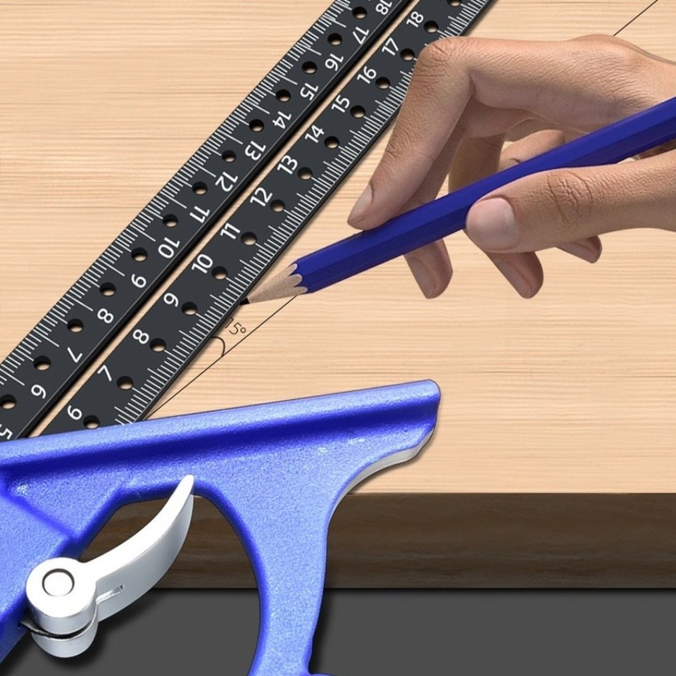 Combination Square Ruler 300mm with Engraved Scale Quick Circle Drawing ...