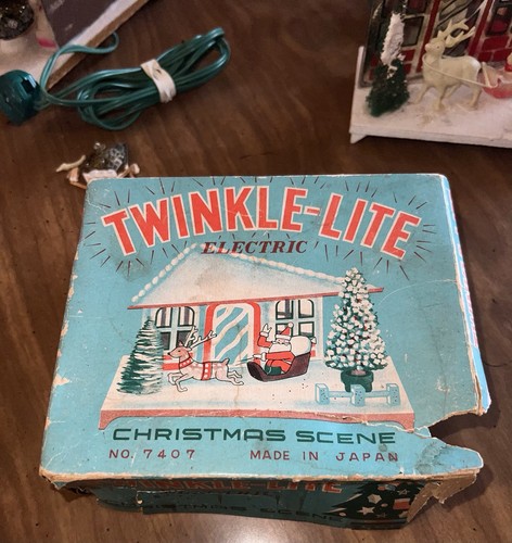 Vintage Twinkle-Lite Houses Electric Christmas Scene Santa Reindeer ...
