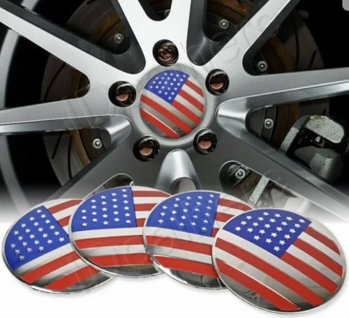 4pcs 56mm American Flag Car Wheel Center Hub Cap Decal Emblem Sticker ...