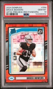 Brock Bowers 2024 Donruss #394 Optic Preview - Red Pandora Price Guide ...