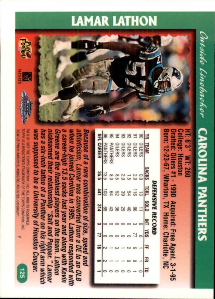 1997 Topps Chrome Football Card #125 Lamar Lathon | eBay