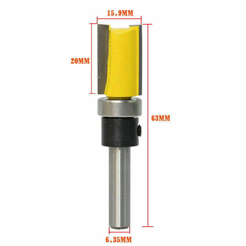 1/4" 6.35mm Shank Flush Trim Straight Router Bit Top Bearing Milling ...