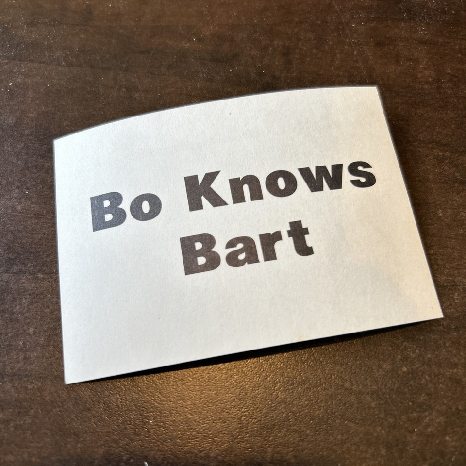 Bo Jackson x Bart Simpson, Bo Knows Bart Card Yo Bo! | eBay