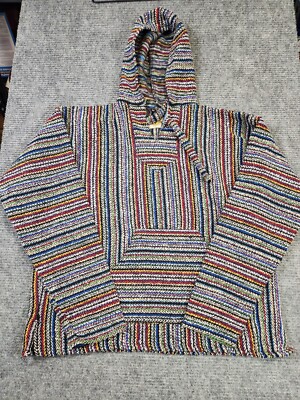 Earth Ragz Baja Multicolor Mens Large Pullover Hoodie Surfer Rasta ...