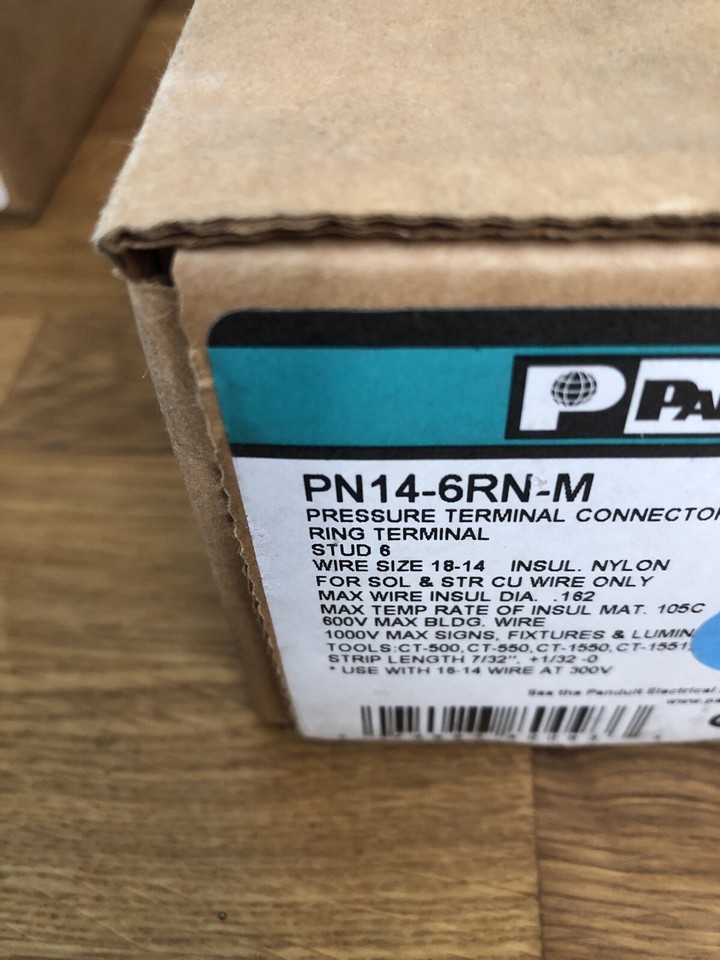 Qty 100 PN14-6RN-M Ring Terminal Connector 6 Stud Circular 14-16 AWG ...