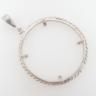 Coin Frame Pendant Sterling Silver Twisted Pattern SIZE 32mm NEW | eBay ...