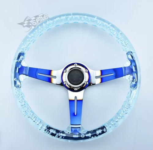Blue Clear Bubble Racing Round Steering Wheel Universal Car ABS ...