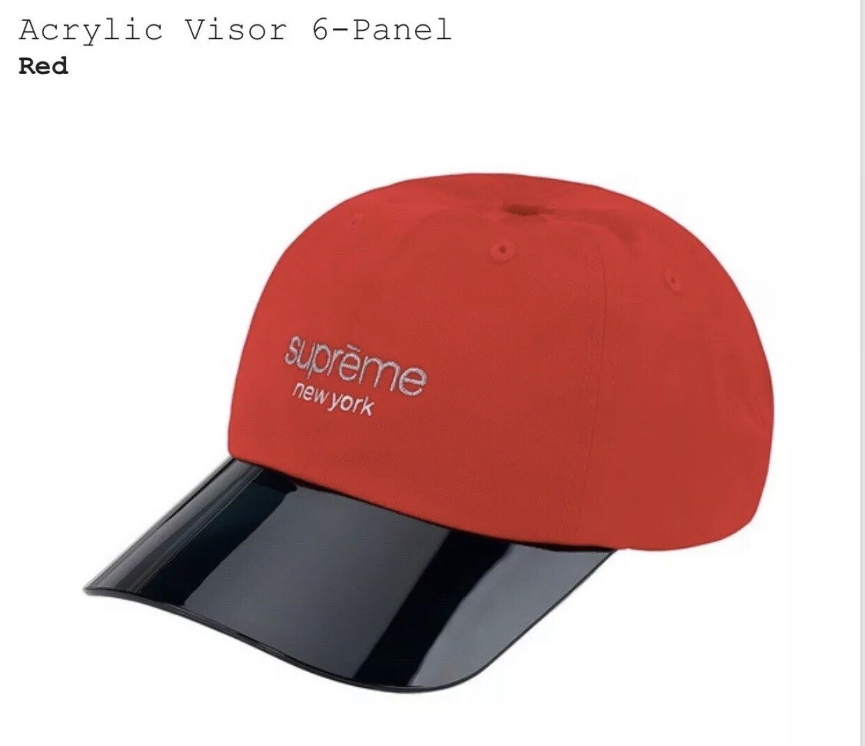 Supreme Acrylic Visor 6-Panel 100% Authentic | eBay