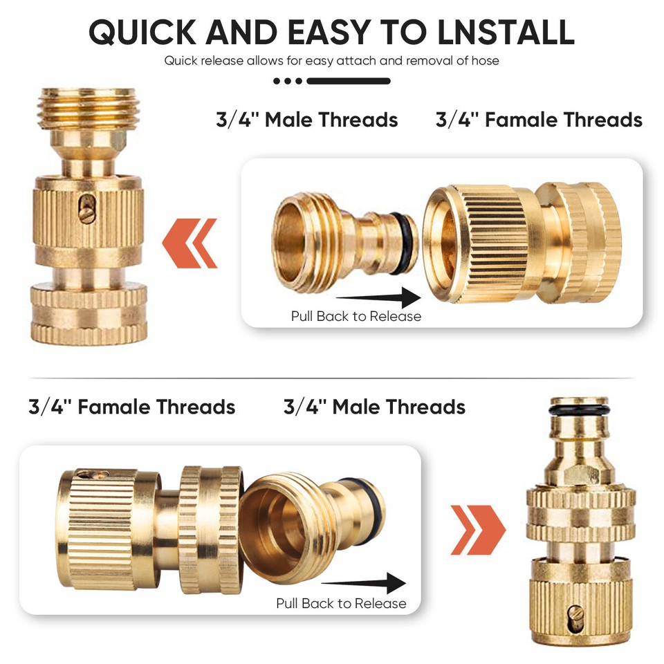 Garden Hose Quick Connect Fittings 3/4" Garden Hose Quick Connect Set ...