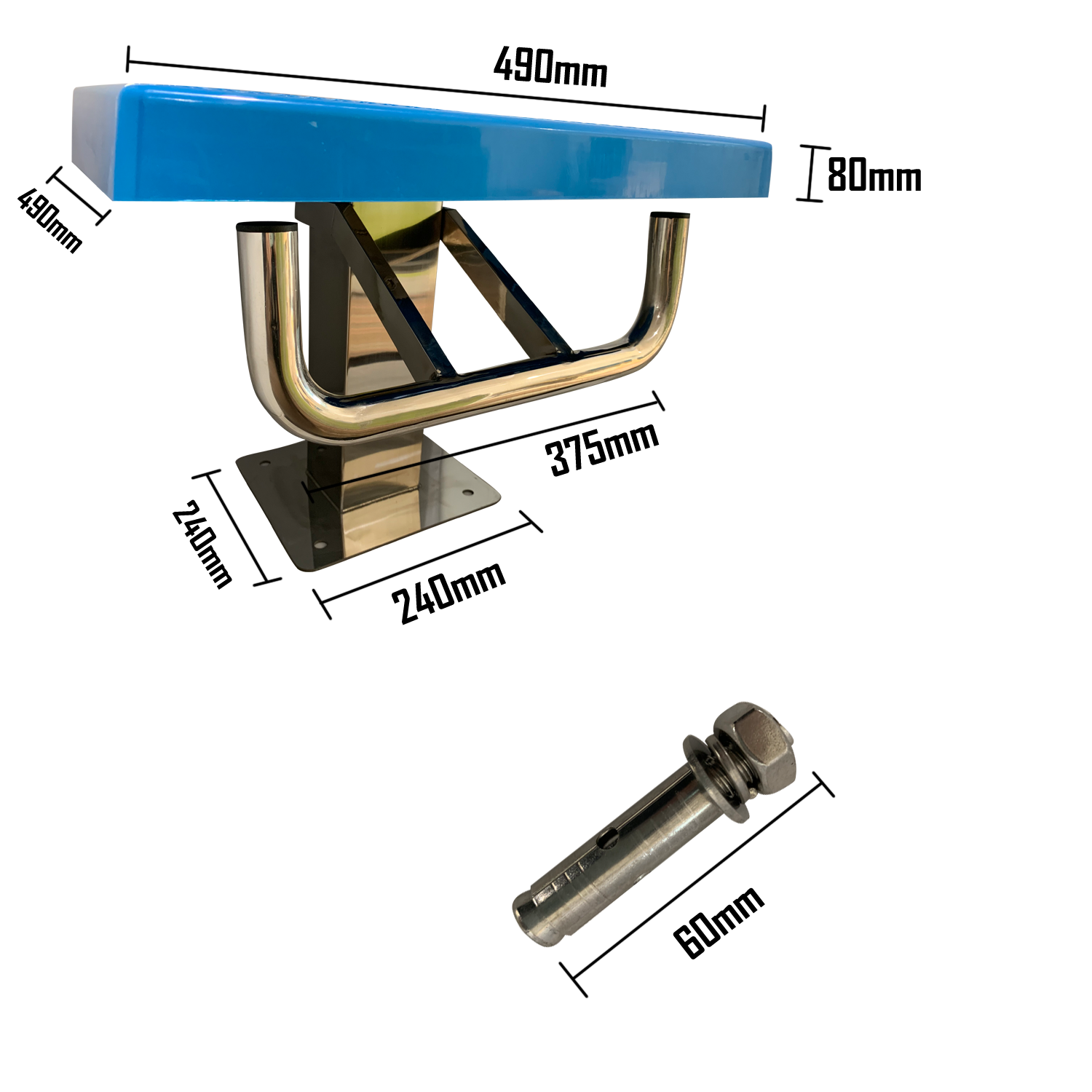 Diving Blocks 490mm Board Sturdy Pool Stainless Steel Starting Swim ...