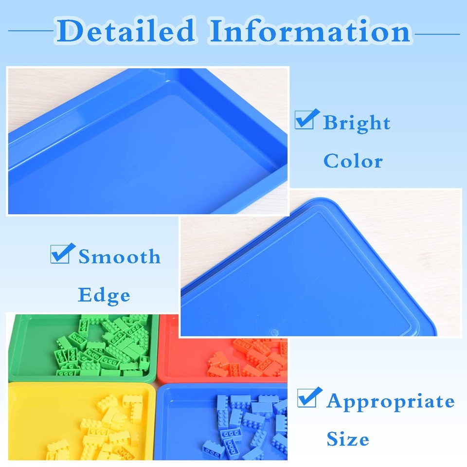 10 Pack Plastic Art Trays: 8 Color Sensory Trays for Kids Crafts & DIY ...
