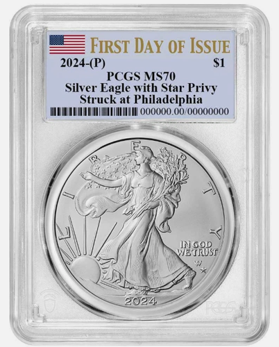 2024 (P) $1 American Silver Eagle *Star Privy* PCGS MS70 - First Day of Issue | eBay
