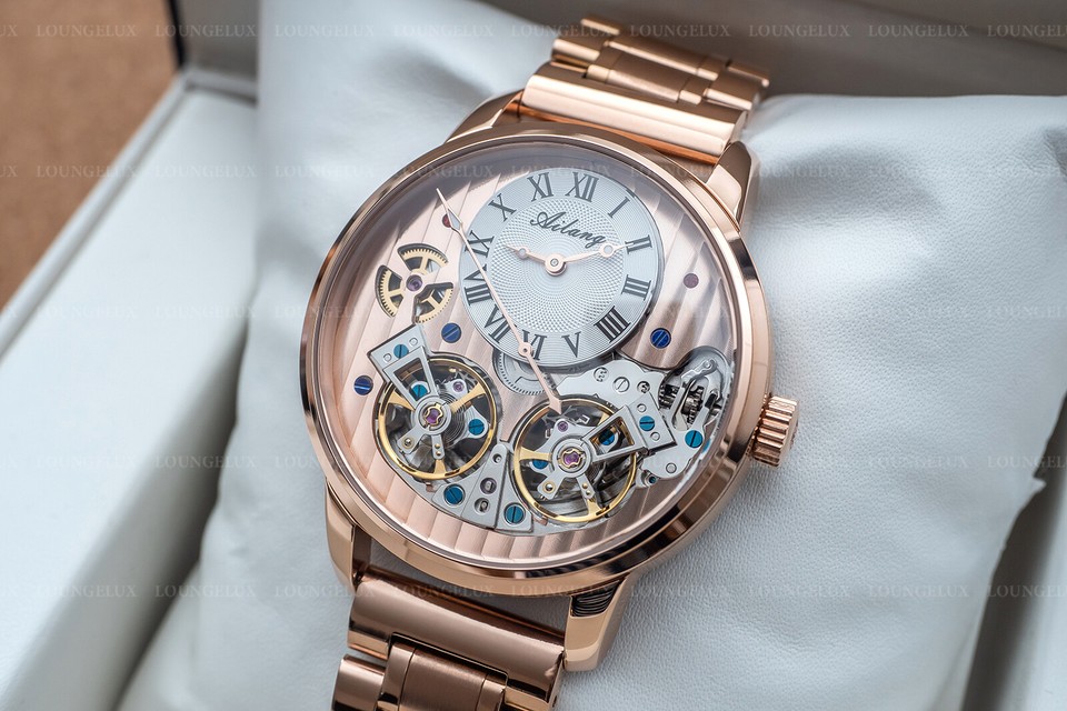 Mens Luxury Double Flywheel Skeleton Automatic Mechanical Watch ...