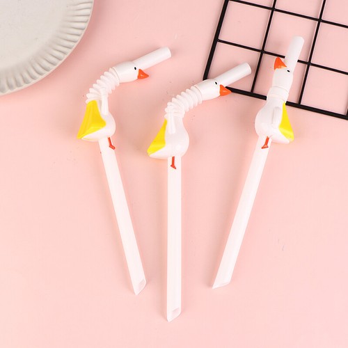 1Pc Reusable Large Diameter Drinking Straw Animal Long Goose Curved ...