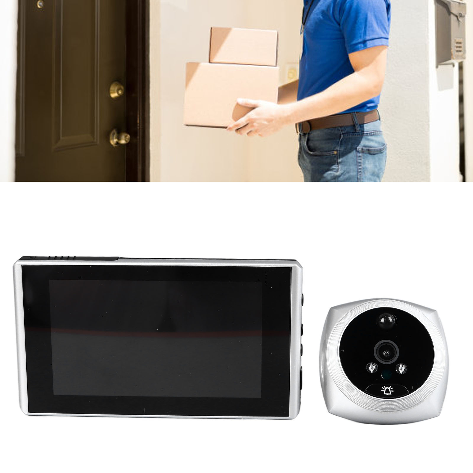 2MP Door Viewer Camera 1080P 4.5in Screen PIR Detection Smart Peephole ...