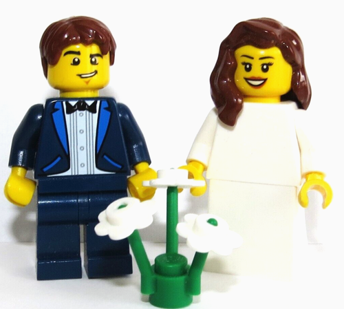 LEGO Bride Brown Hair & Groom Dark Blue Suit Best Man Wedding ...